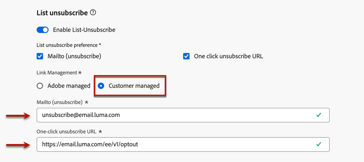 Configure List unsubscribe | Adobe Journey Optimizer