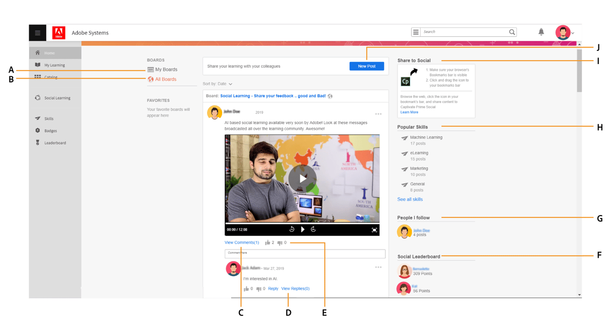 Aprendizaje social en Learning Manager | Adobe Learning Manager