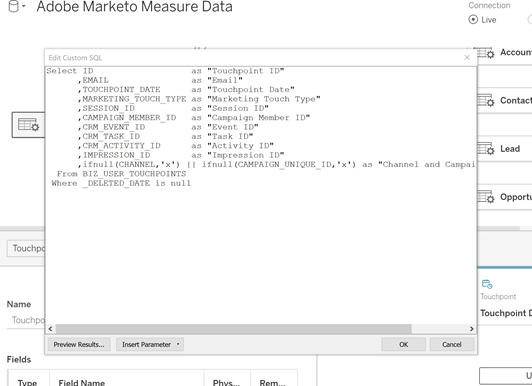“Plantilla de informe de Marketo Measure, Tableau” | Adobe Marketo Measure