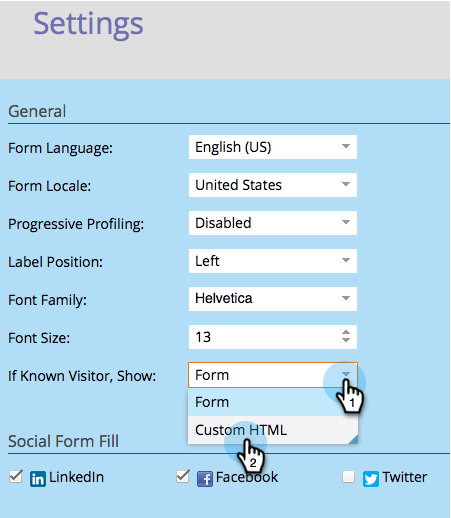 Mostrar formulario de HTML personalizado para personas conocidas ...