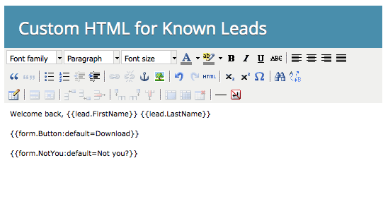 Mostrar formulario de HTML personalizado para personas conocidas ...