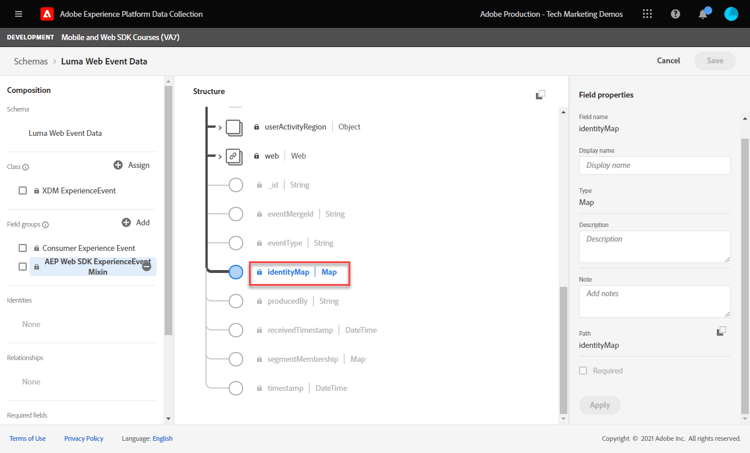 Creación de un esquema XDM para datos web | Adobe Data Collection