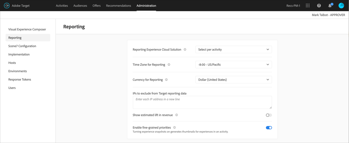 ¿Cómo configuro los informes en? Target? | Adobe Target