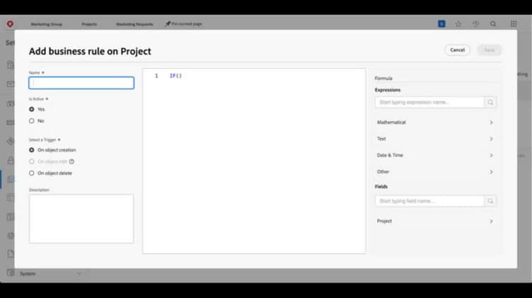 Crear y administrar reglas empresariales | Adobe Workfront