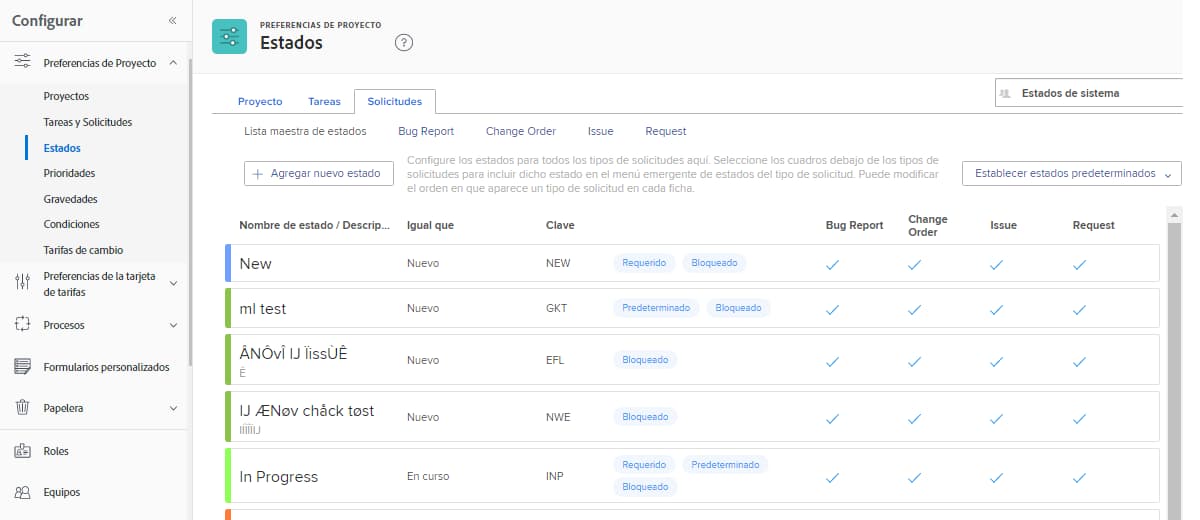 Personalización de los estados de problemas en todo el sistema | Adobe Workfront