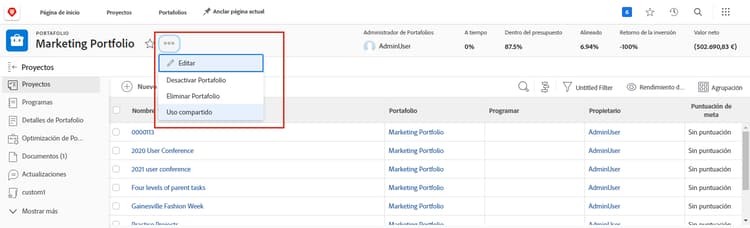 Comprender los portafolios | Adobe Workfront