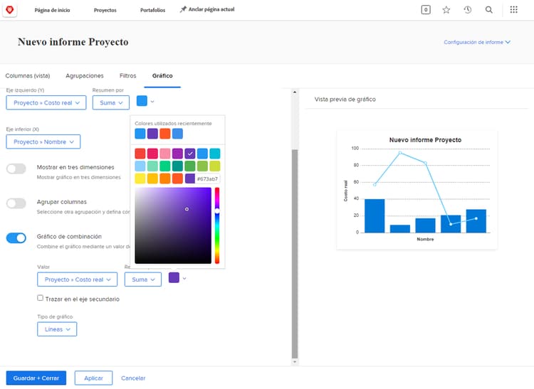 Creación de informes con gráficos | Adobe Workfront
