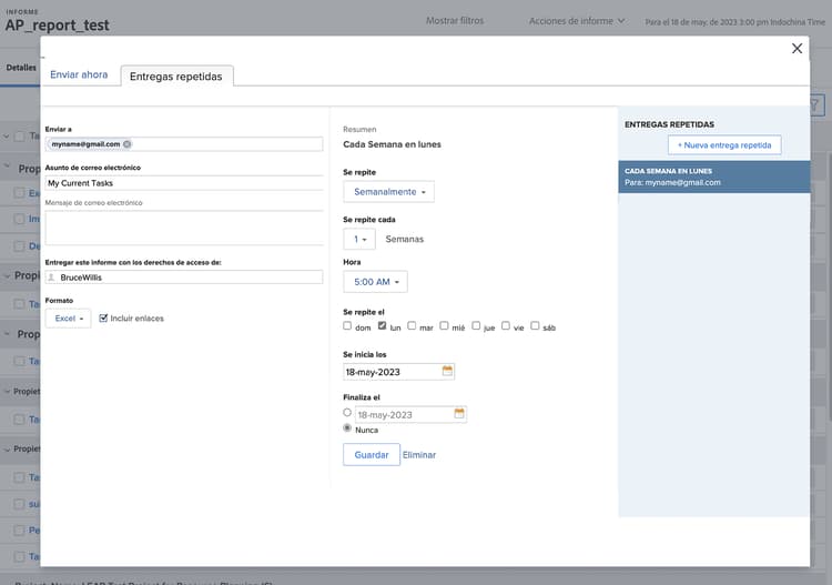 Enviar y compartir informes | Adobe Workfront
