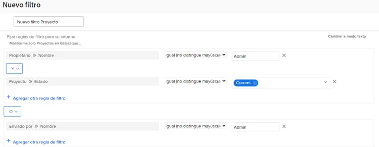 Crear instrucciones OR en filtros | Adobe Workfront