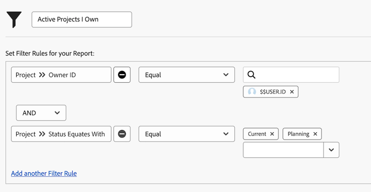 Explicación de los filtros de proyecto integrados | Adobe Workfront