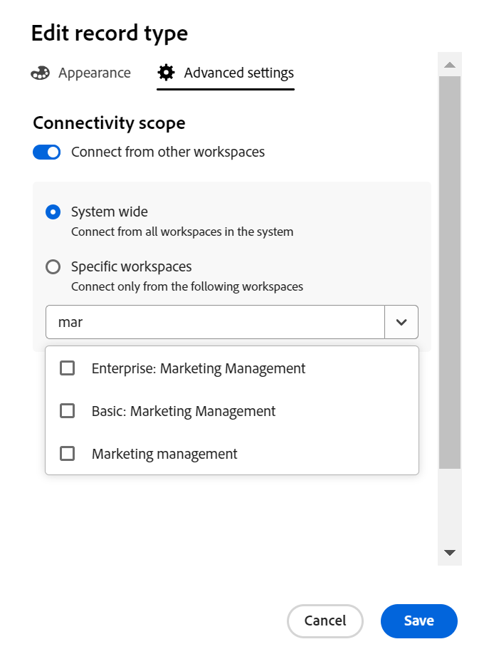 Editar tipos de registro | Adobe Workfront