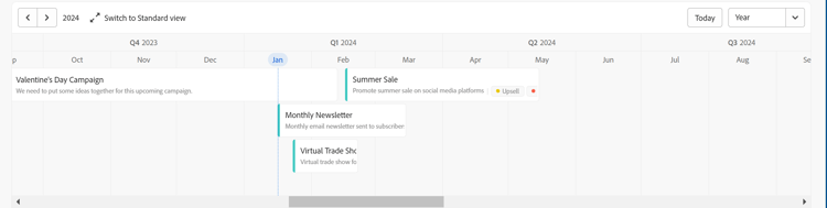 Administrar la vista de cronología | Adobe Workfront