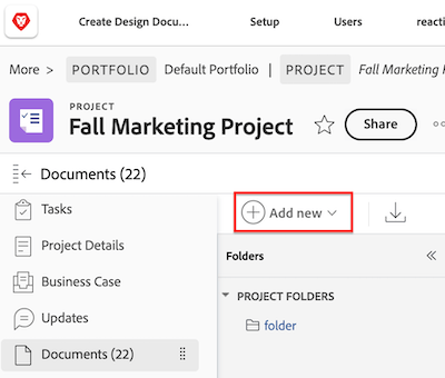 Agregar documentos a Adobe Workfront desde el sistema de archivos | Adobe Workfront
