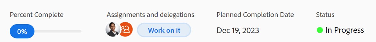 Ver y actualizar el porcentaje completado de las tareas | Adobe Workfront