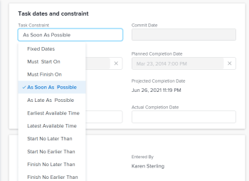 Actualizar la restricción de tareas de una tarea | Adobe Workfront