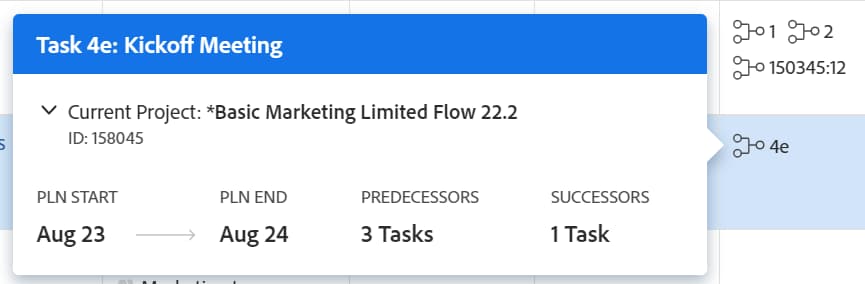 Crear una relación de predecesoras en la lista de tareas | Adobe Workfront