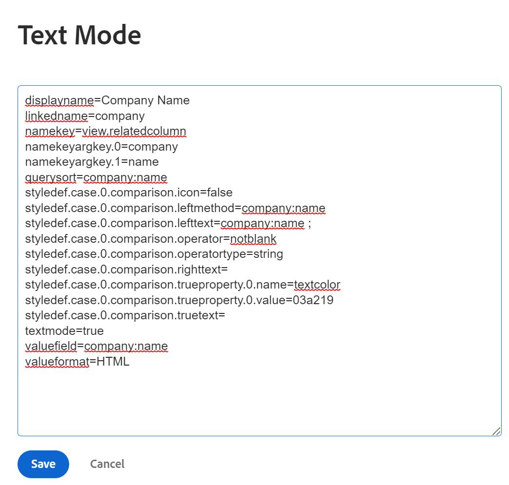 Uso del formato condicional en el modo Texto | Adobe Workfront
