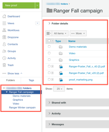 Carpetas en Workfront Proof | Adobe Workfront