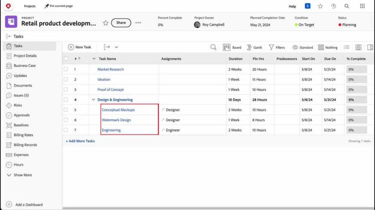 Trabajar con tareas de proyecto | Adobe Workfront