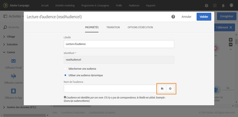 Personnaliser un workflow avec des paramètres externes | Adobe Campaign