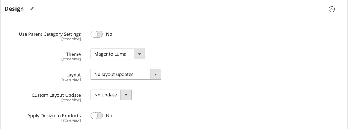 Catégories - Paramètres de conception | Adobe Commerce