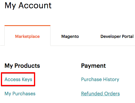 Obtention des clés d’authentification | Adobe Commerce