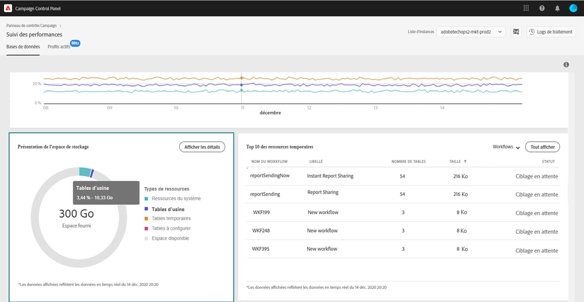 Vue d’ensemble de l’espace de stockage | Adobe Campaign