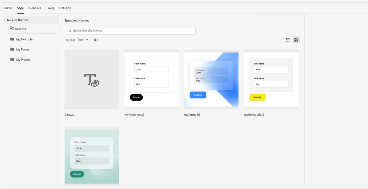 Comment obtenir des exemples de thèmes et de modèles pour les composants principaux AEM Forms ...