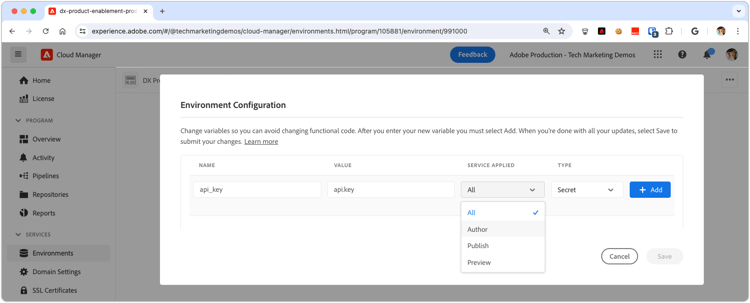 Gestion des secrets dans AEM as a Cloud Service | Adobe Experience Manager