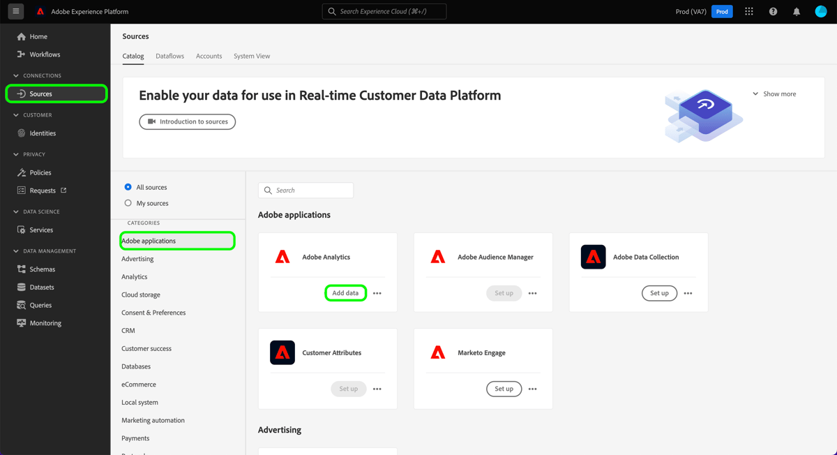 Créer une connexion source Adobe Analytics dans l’interface utilisateur | Adobe Experience Platform