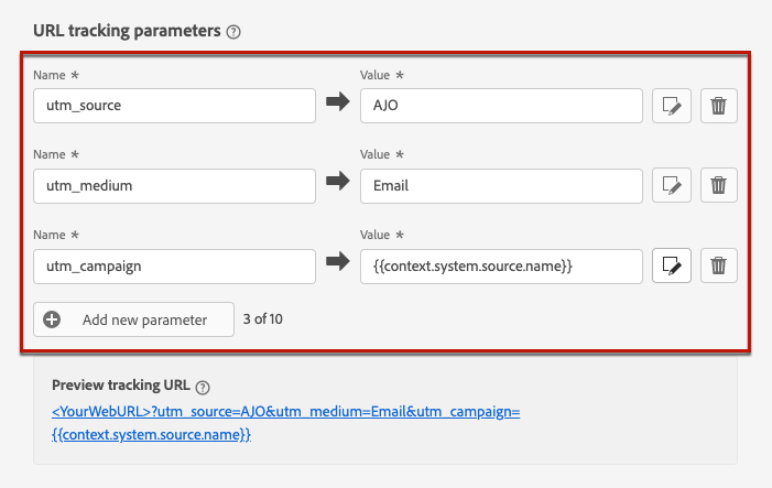 Configure URL tracking | Adobe Journey Optimizer