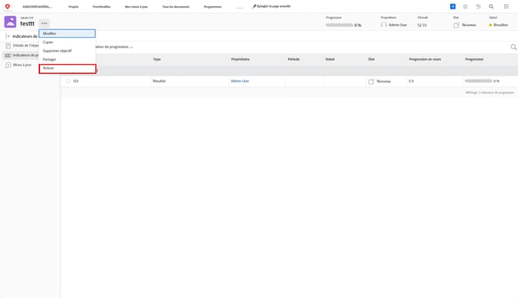Activer des objectifs | Adobe Workfront