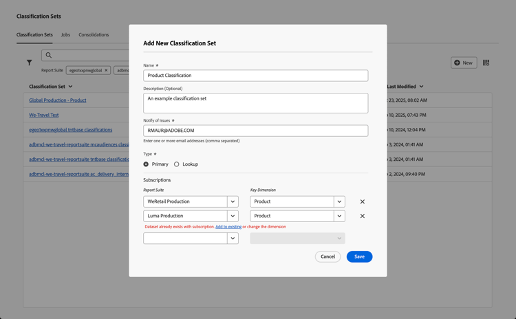 Creare set di classificazione | Adobe Analytics