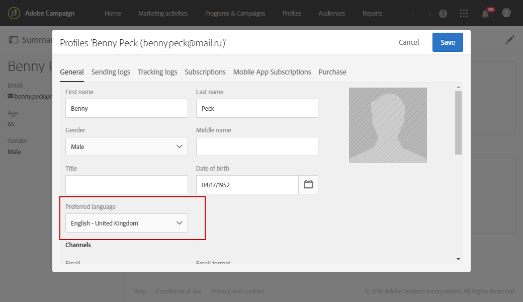 Creazione di una notifica push multilingue | Adobe Campaign
