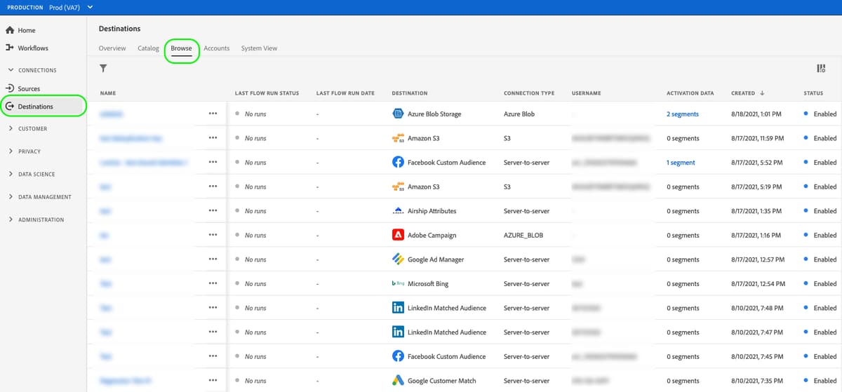 Modifica flussi di dati di attivazione | Adobe Experience Platform