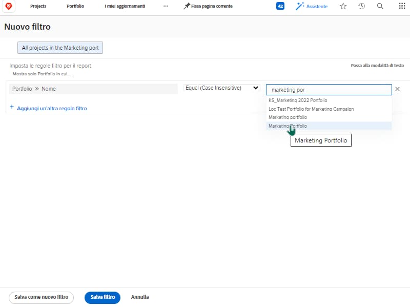 Creare attività filtro di base | Adobe Workfront