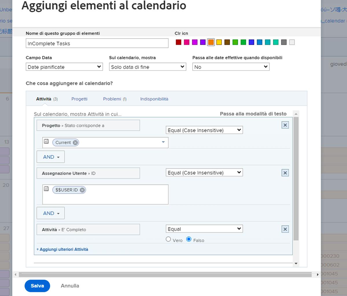 Creare un proprio rapporto calendario | Adobe Workfront