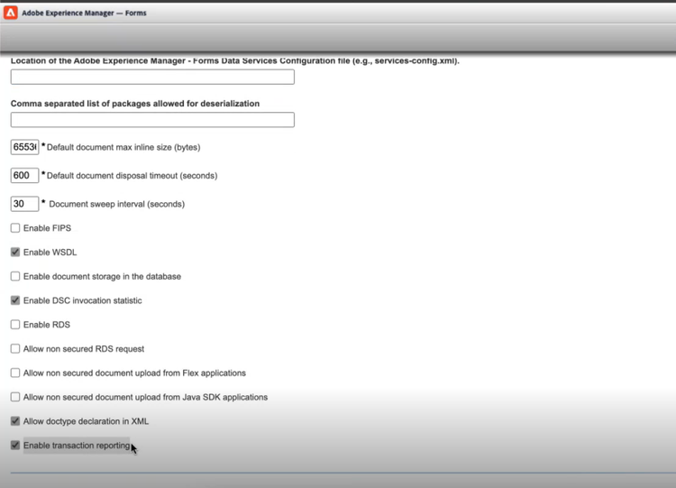JEE における AEM Forms のトランザクションレポートの概要 | Adobe Experience Manager