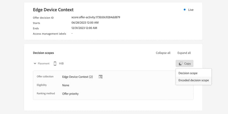 Context data & Edge Decisioning requests | Adobe Experience Platform