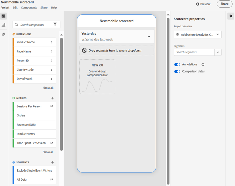 基本的な Adobe Analytics ダッシュボード：ポケットの中のインサイト