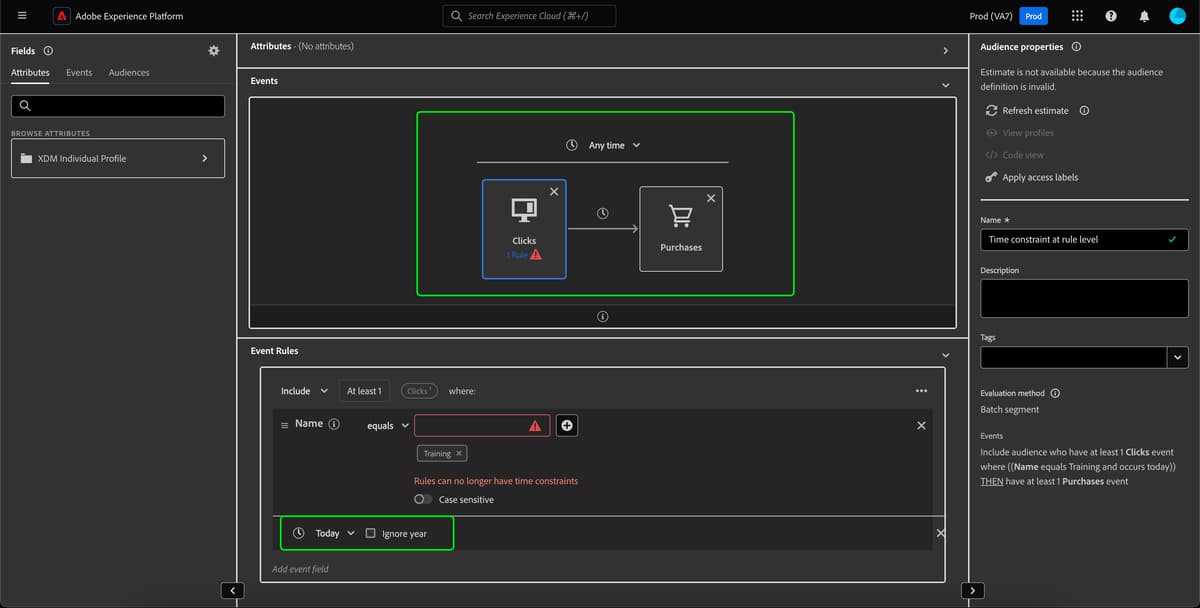 리팩터링된 세그멘테이션 시간 제한 UI 안내서 | Adobe Experience Platform