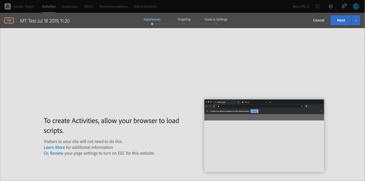 내 브라우저에서 혼합 콘텐츠를 활성화하는 방법 | Adobe Target