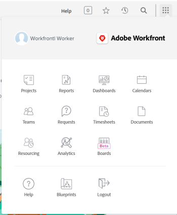 작업 라이선스 사용자의 탐색 이해 | Adobe Workfront