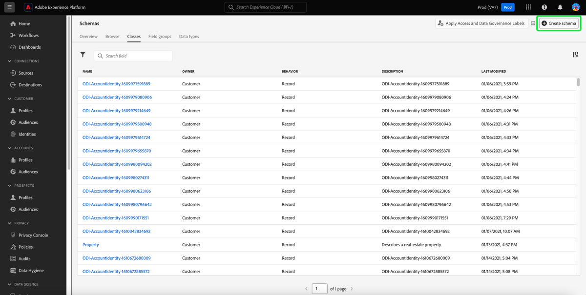 Schema's maken en bewerken in de gebruikersinterface | Adobe Experience Platform