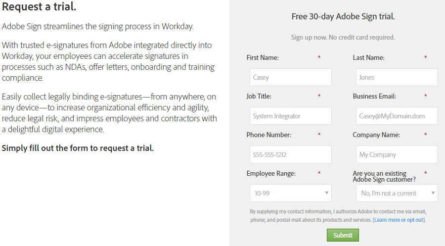 Installatie van Workday-proefversie | Adobe Acrobat Sign