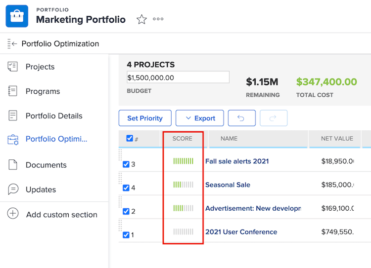 Gebruik de Portfolio Optimizer prioriteit geven aan en werk beheren | Adobe Workfront