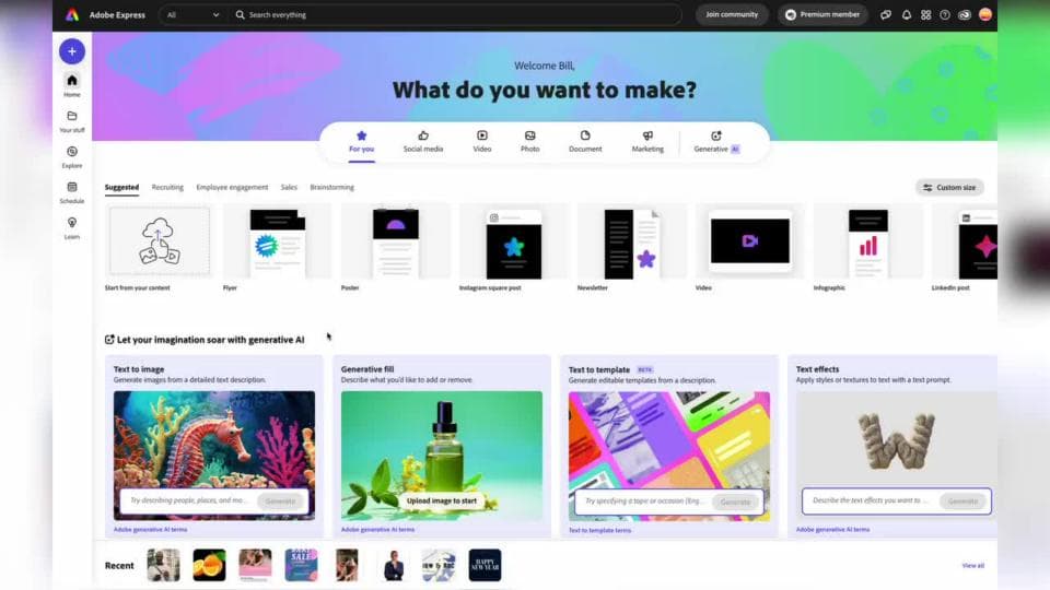 Standaardtaken in Adobe Express | Adobe Creative Cloud