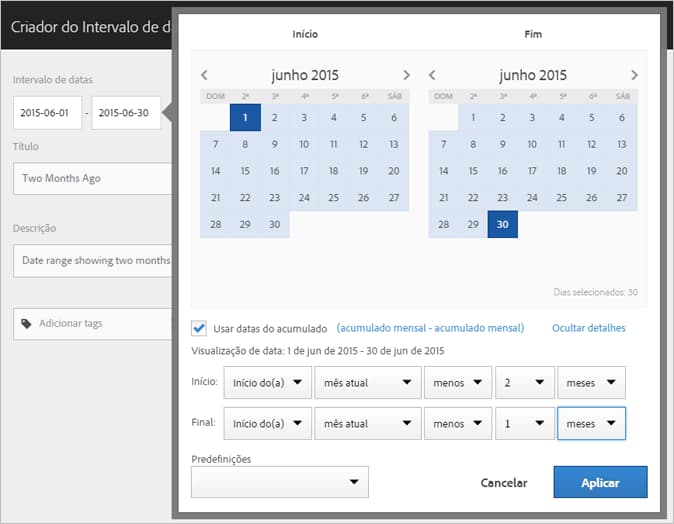 Criar intervalos de datas personalizados | Adobe Analytics