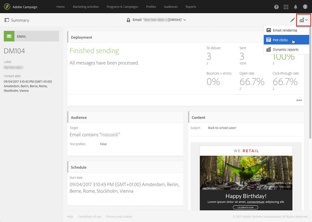 Hot clicks | Adobe Campaign