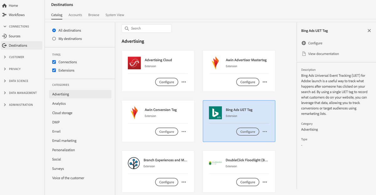 Extensão UET (Rastreamento de evento universal) do Bing Ads | Adobe ...